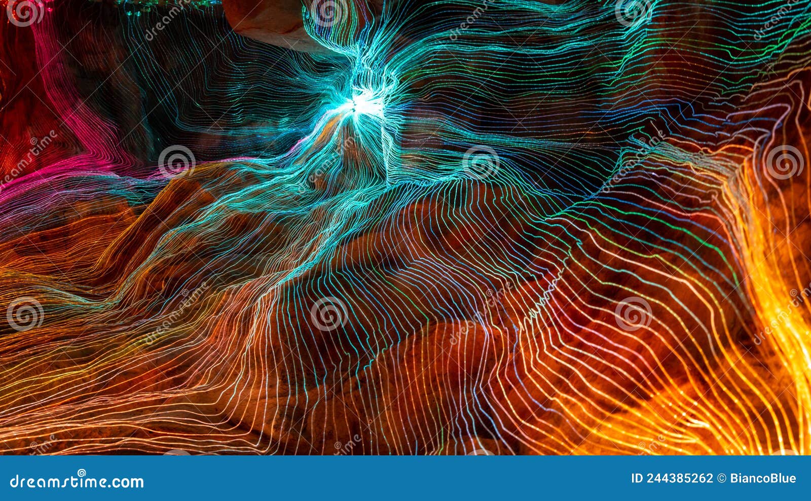 Abstract Wave of Digital Weave Lines Connecting Network Dots and Dark ...