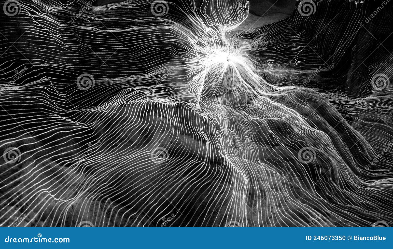 Abstract Wave of Digital Weave Lines Connecting Network Dots and Dark ...