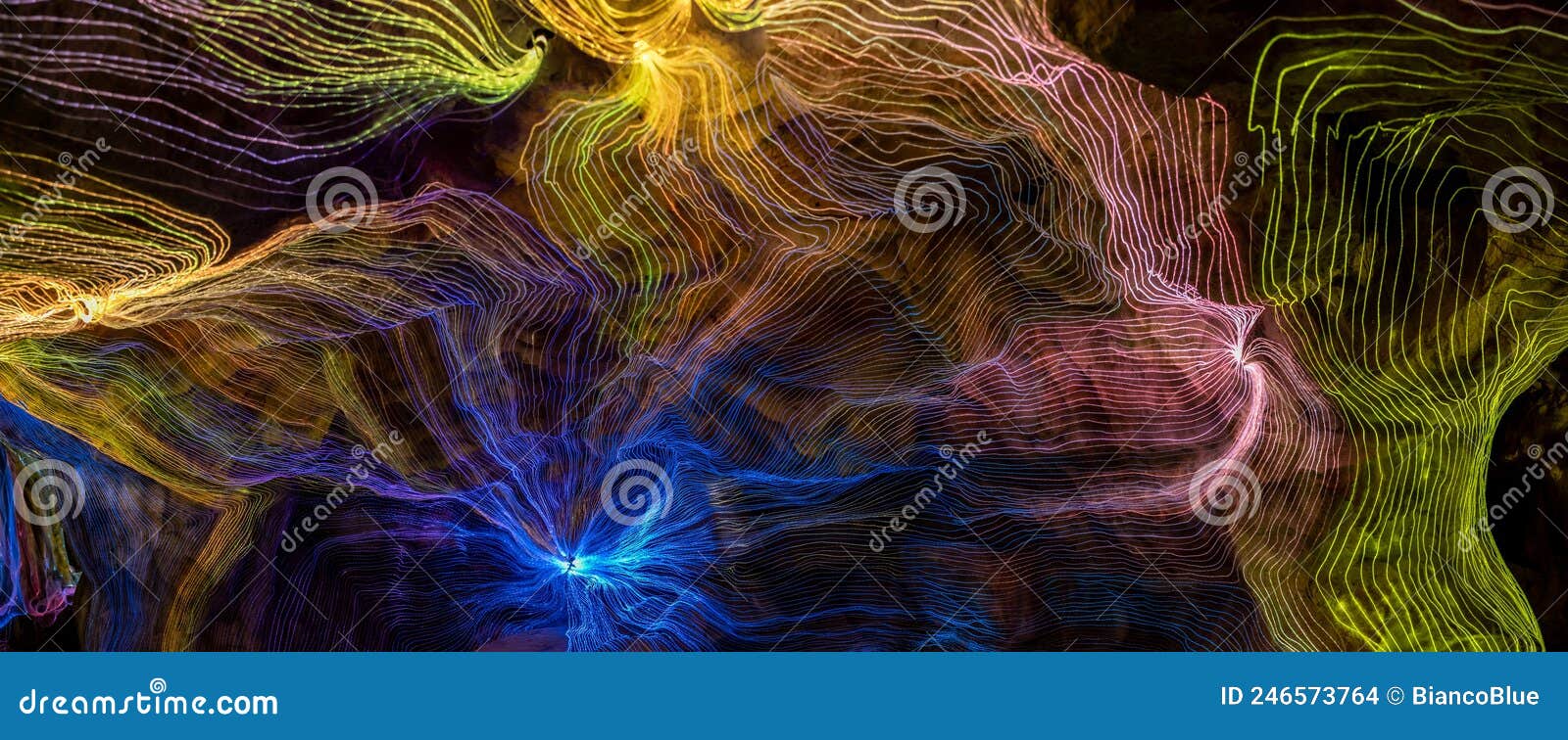 Abstract Wave of Digital Weave Lines Connecting Network Dots and Dark ...