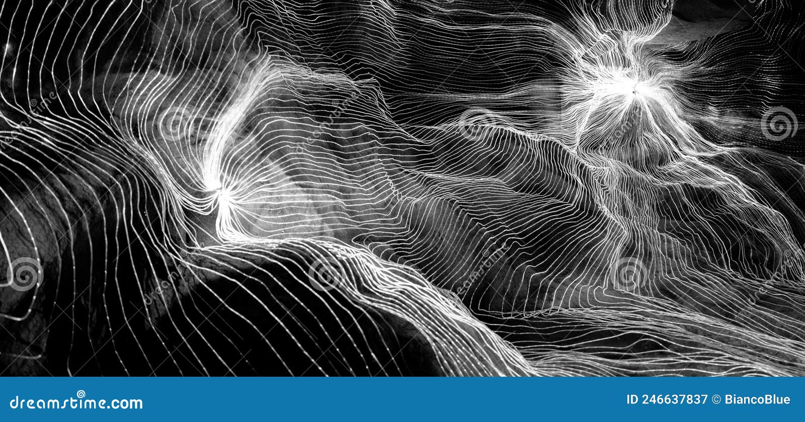 Abstract Wave of Digital Weave Lines Connecting Network Dots and Dark ...