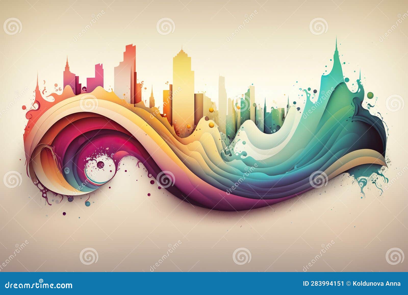 An Abstract Wave Drawing with Colorful Paint Splashed , Concept of ...