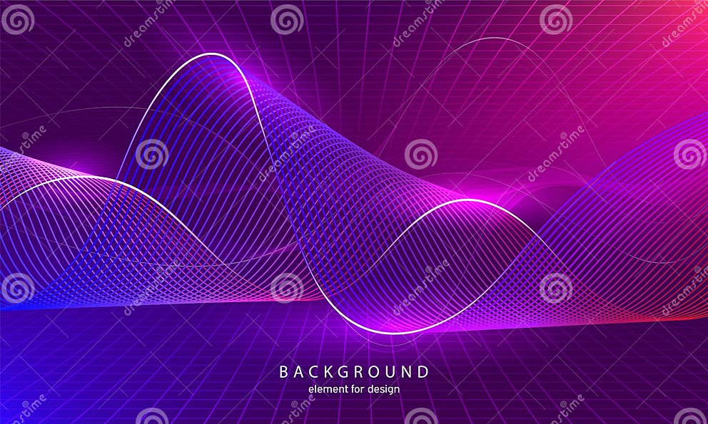 Abstract Wave Element with Perspective Mesh with Depth of Field Effect ...
