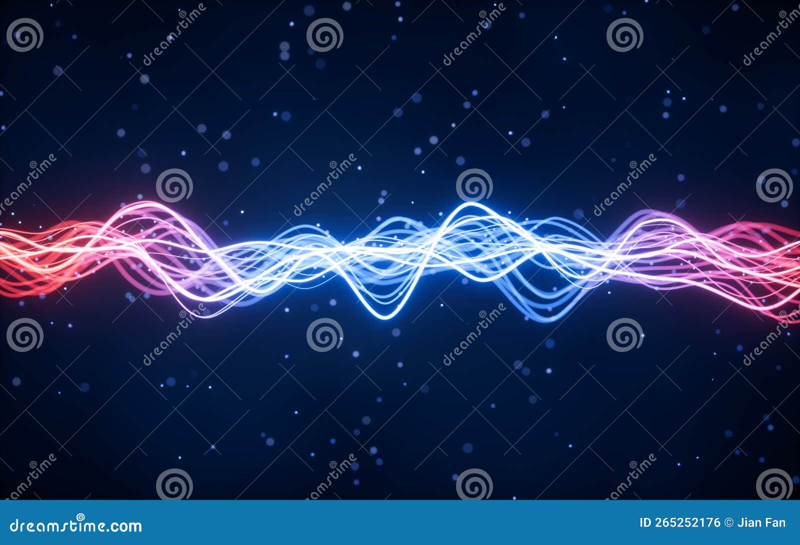 Abstract Wave Gradient Curves and Particles, 3d Rendering Stock ...