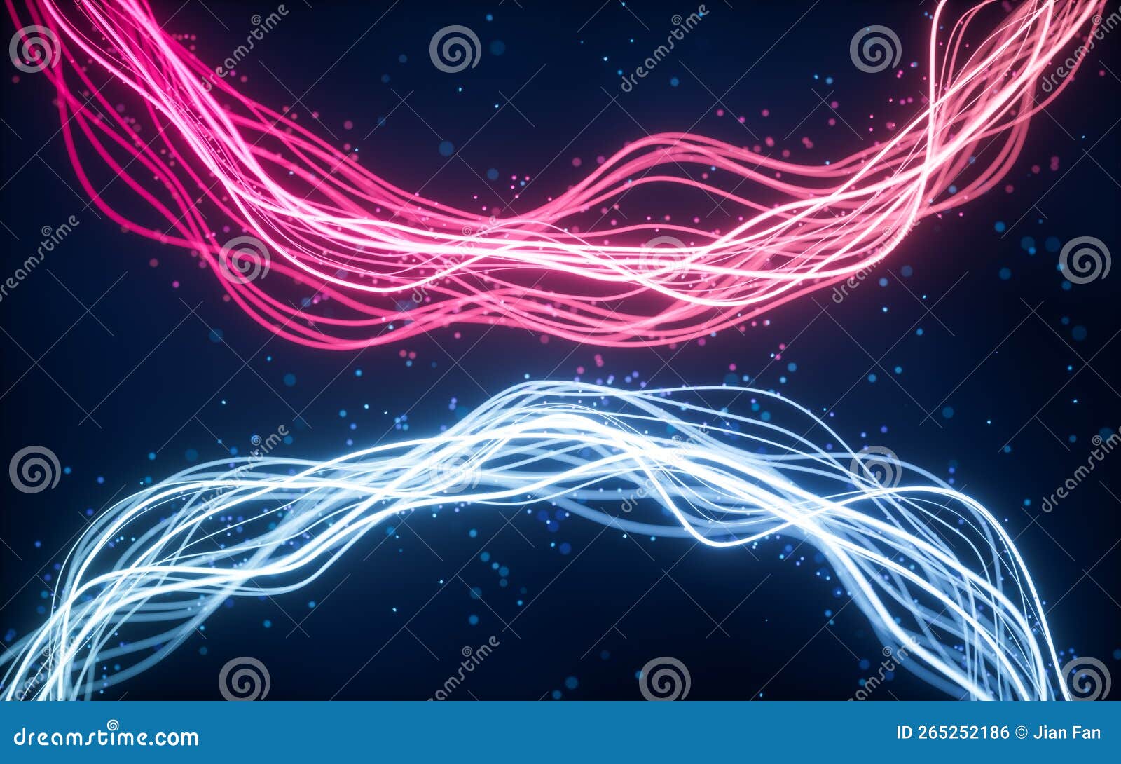 Abstract Wave Gradient Curves and Particles, 3d Rendering Stock ...