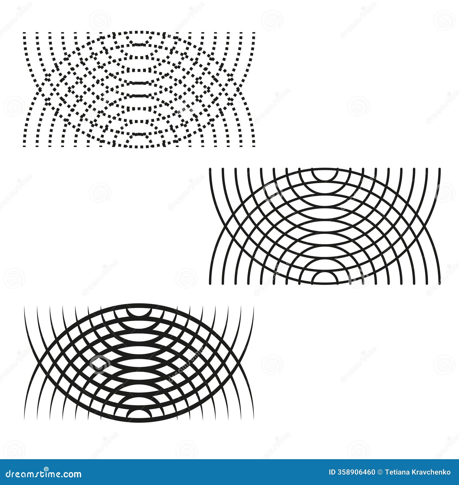 Abstract Wave Grid. Black Lined Texture. Geometric Overlay Element ...