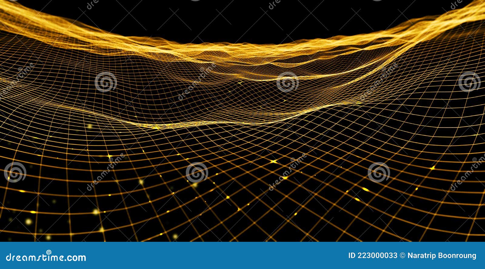 Abstract Wave Grid Neon Color Mesh Light Effect 3d Illustration Stock ...