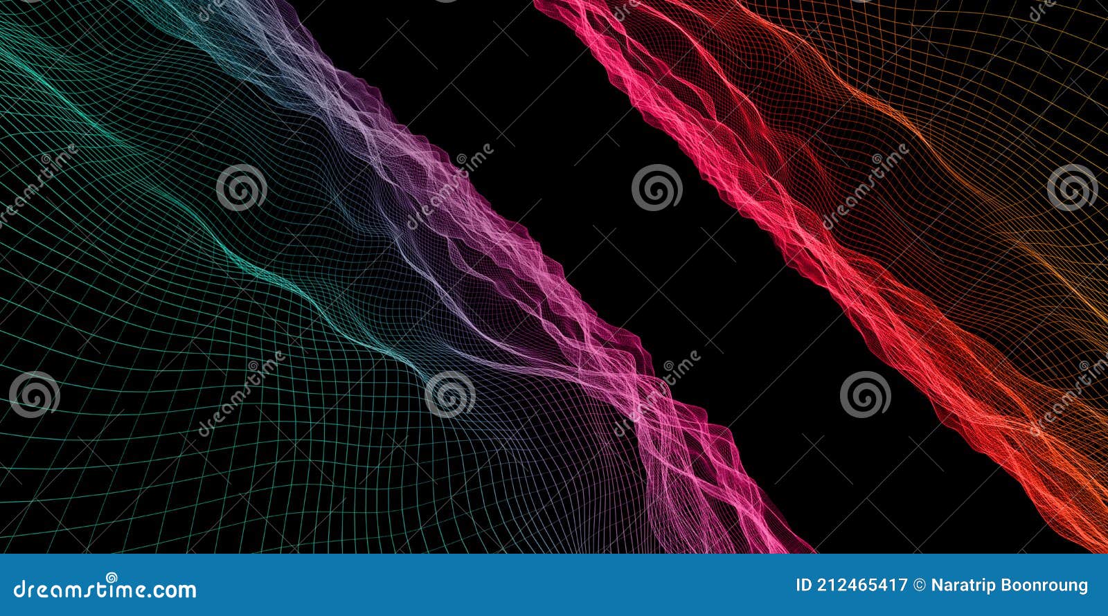 Abstract Wave Grid Neon Color Mesh Light Effect 3d Illustration Stock ...
