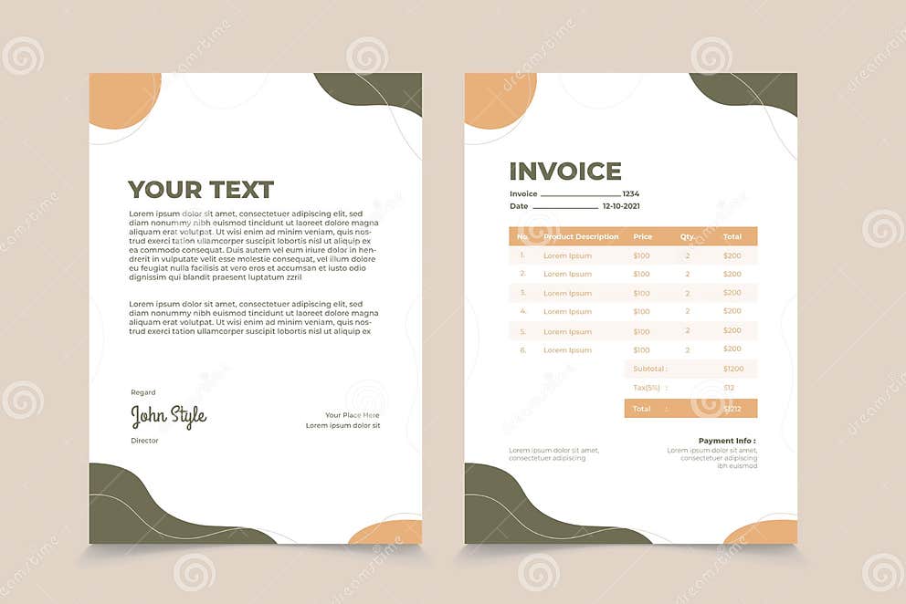 Abstract Wave Invoice Template Design Stock Vector - Illustration of ...