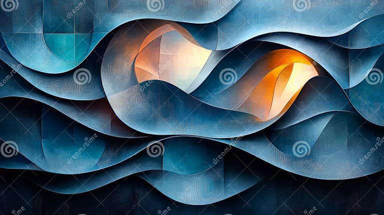 Abstract Wave-like Pattern in Blue Tones - Generative Ai Stock ...