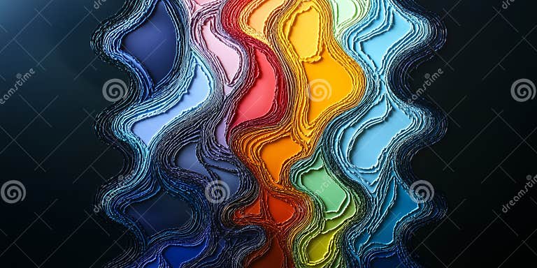Abstract Wave-like Patterns in Vibrant Colors Creating a Dynamic Visual Effect. Stock Photo ...