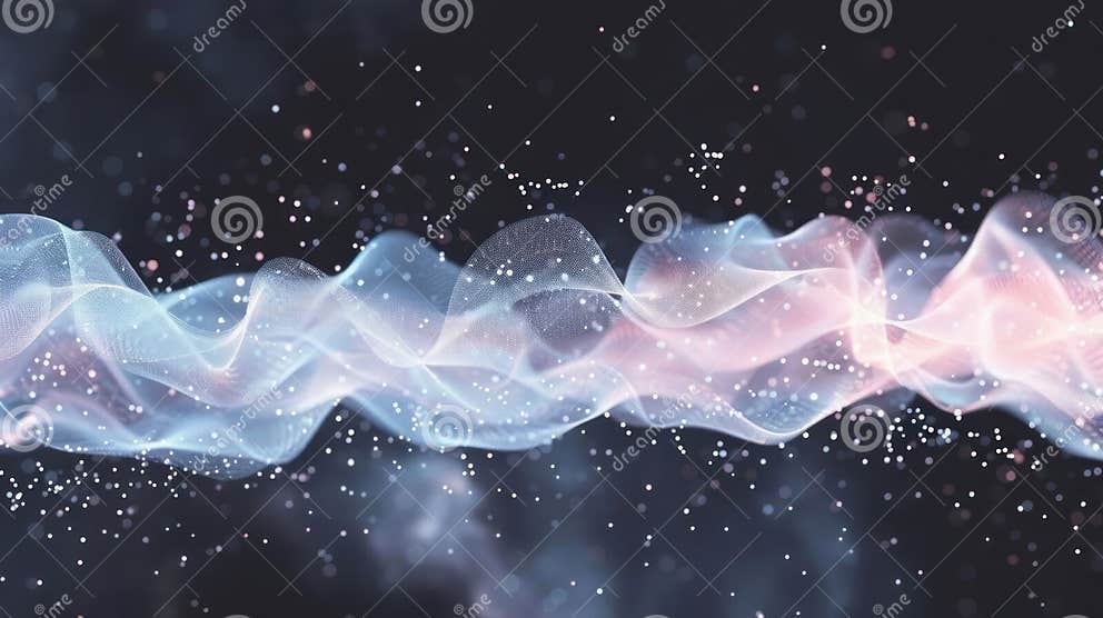 Abstract Wave-like Structure with Particles, Symbolizing Data or Energy ...