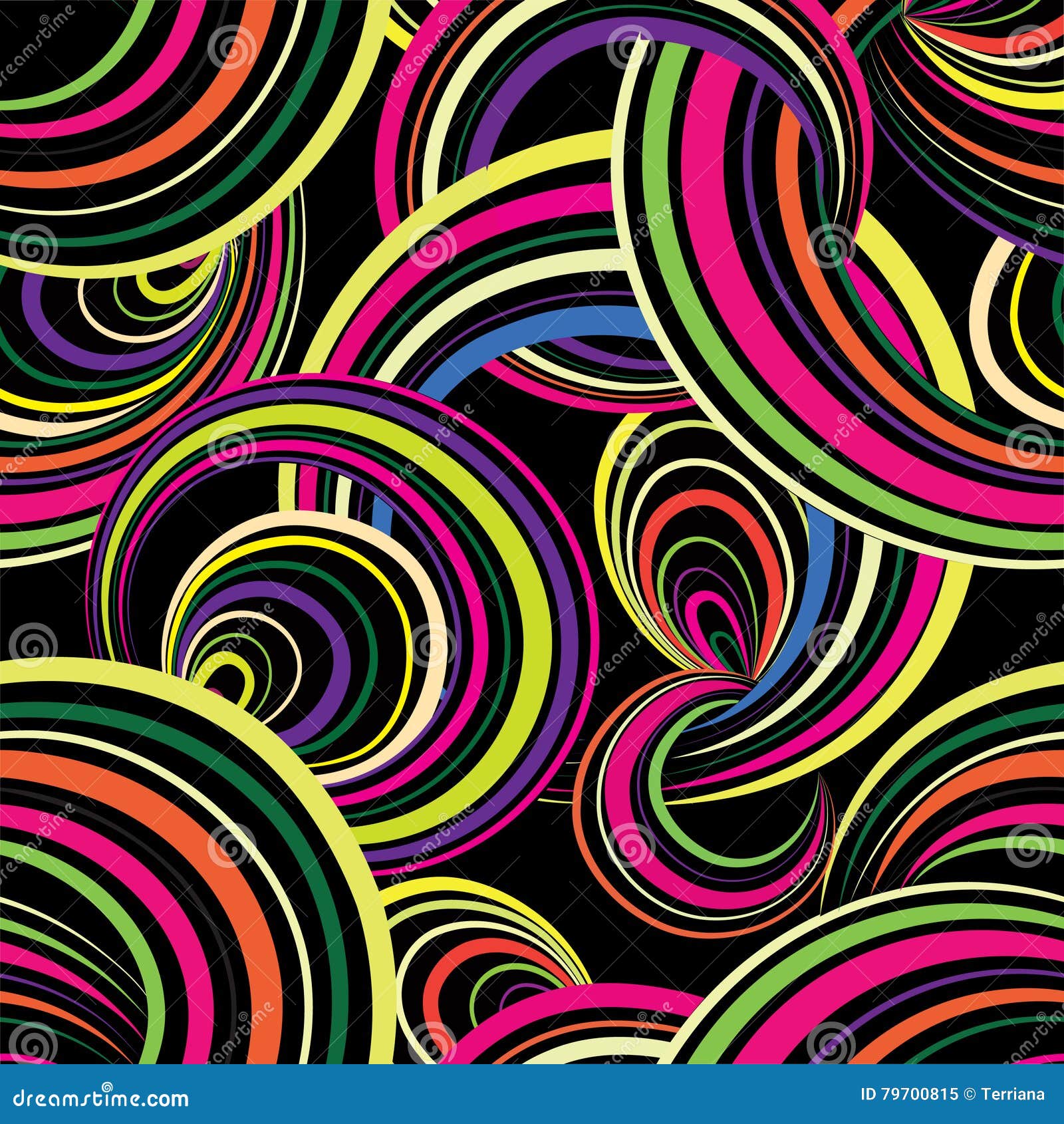 Abstract Wave Line and Loops Seamless Pattern. Grid Swirl Circles Stock ...