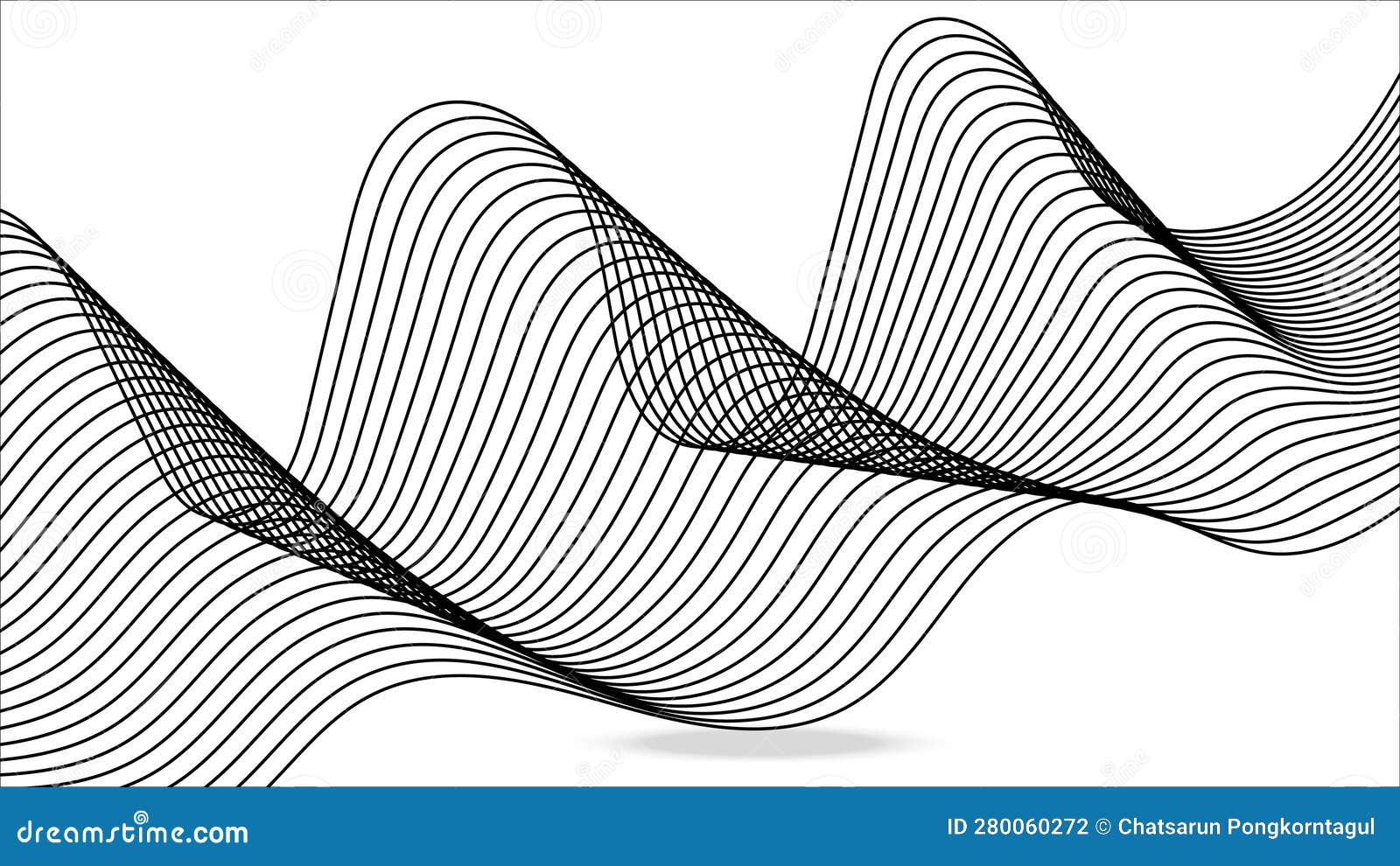 Abstract Wave Lines Design Black on White Background Stock Vector ...