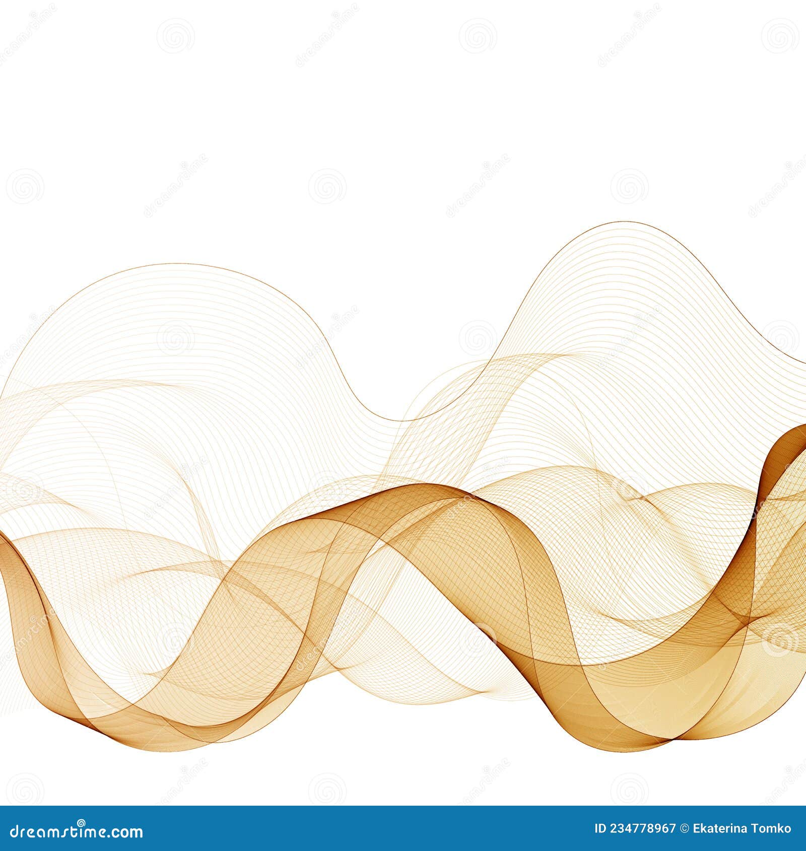 Abstract Wave Lines Gold Color Isolated on White Background. for Design ...
