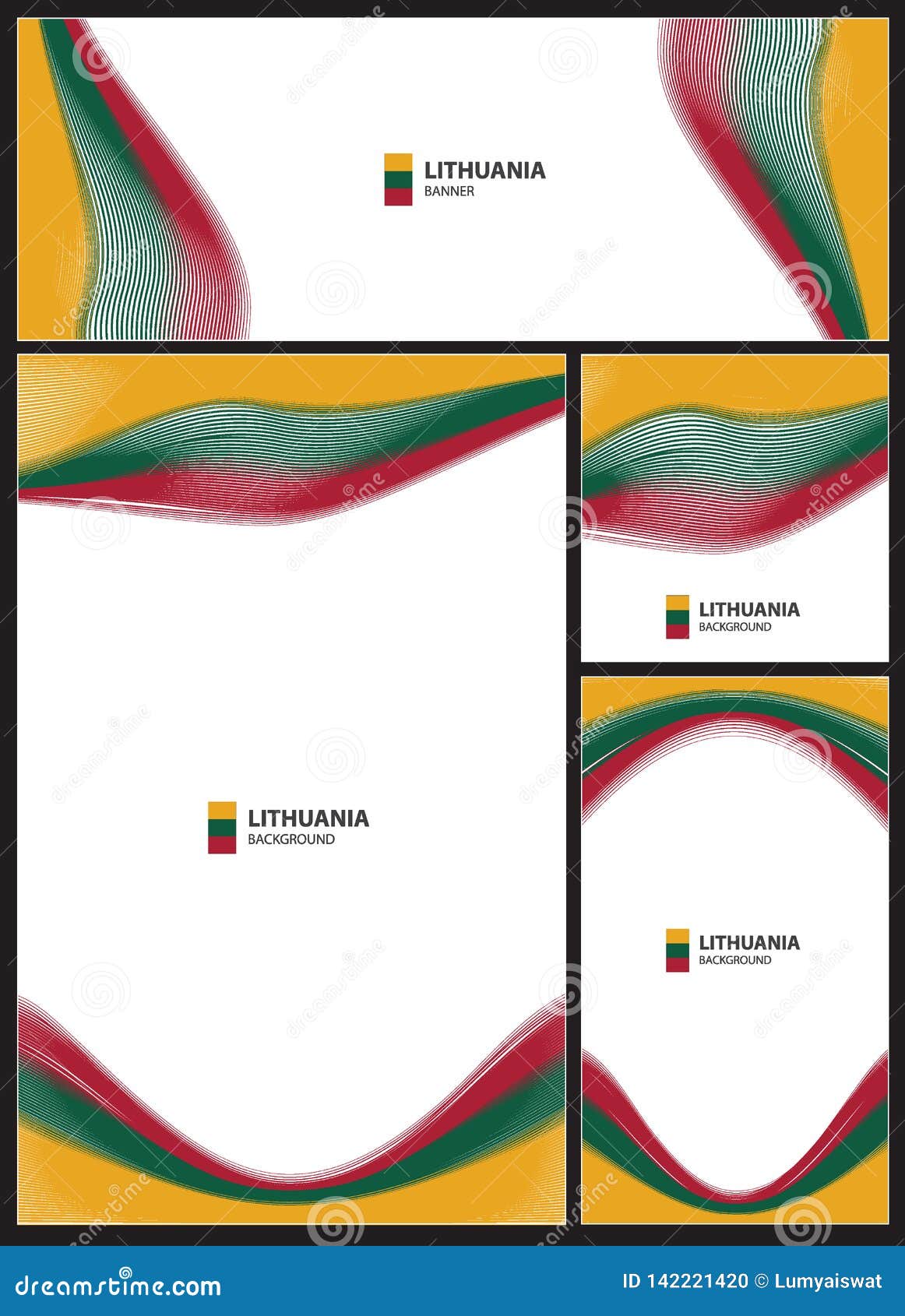 Abstract Wave Lines Lithuania Flag Banner Background Stock Vector ...
