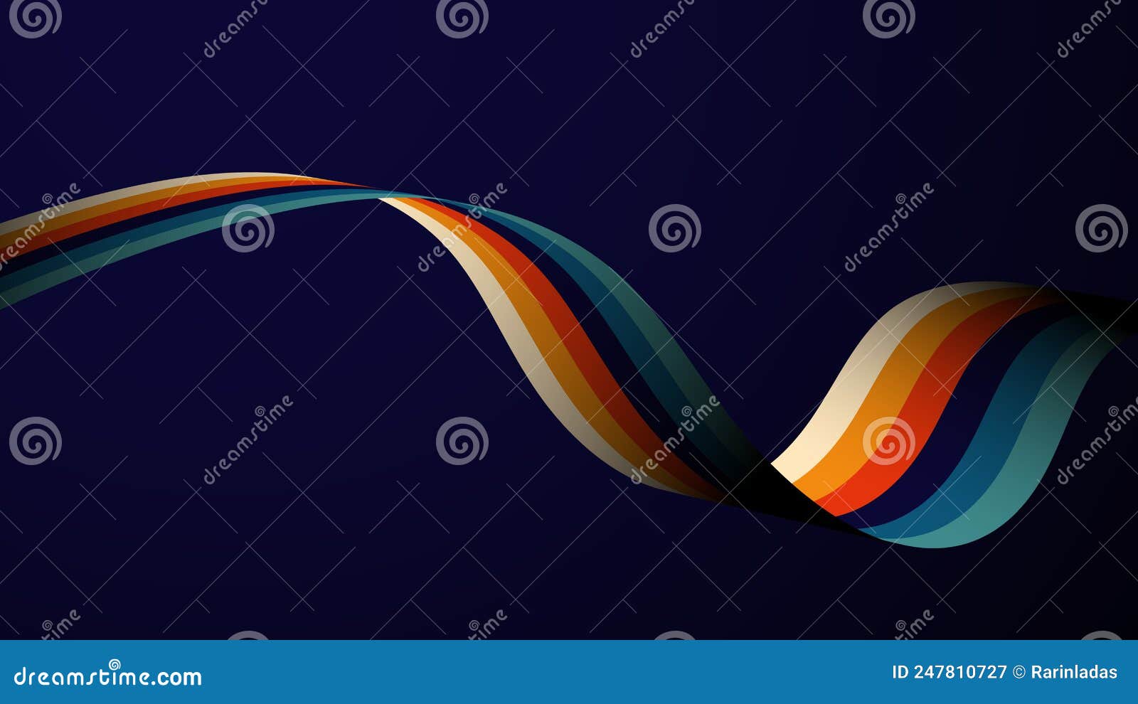 Abstract Wave Lines Stripes Retro Color on Dark Background Stock Vector ...