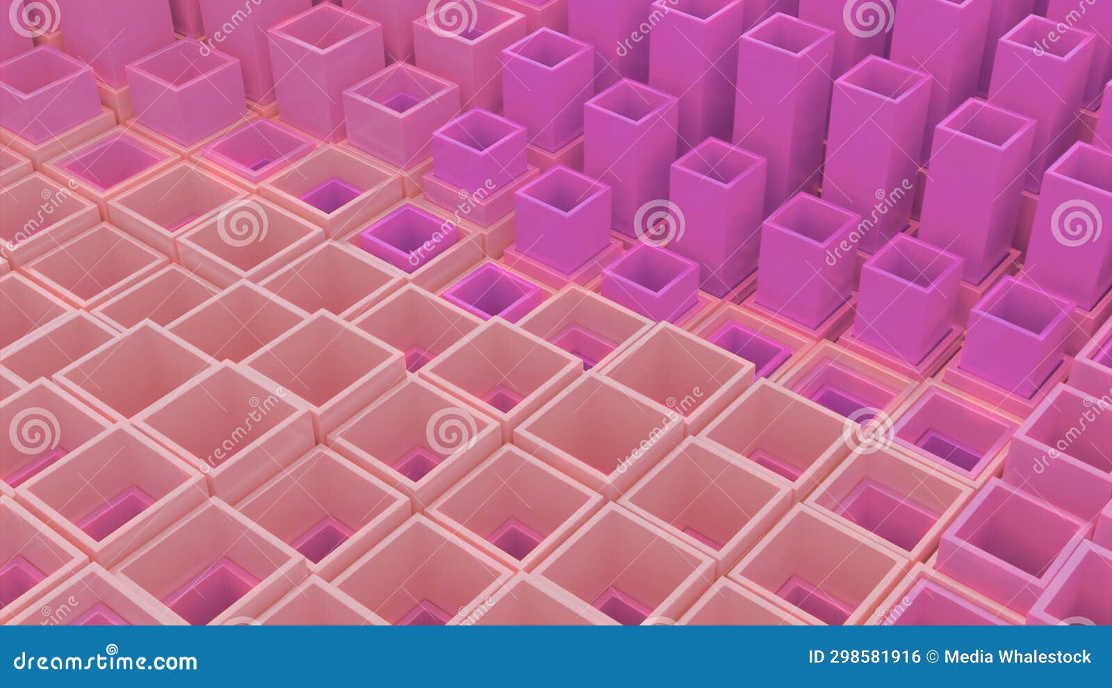 Abstract Wave Motion of Cubic Silhouettes. Design. Rows of Bars Moving ...