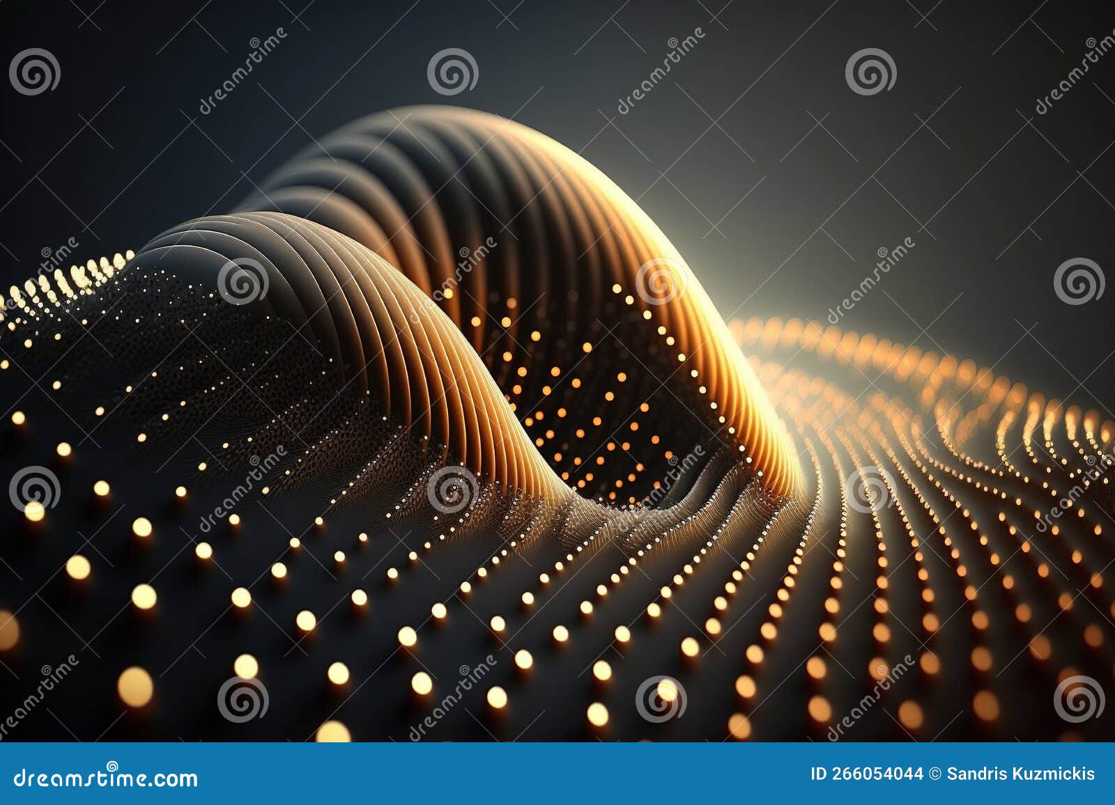 Abstract Wave with Moving Dots. Generative AI Stock Illustration ...