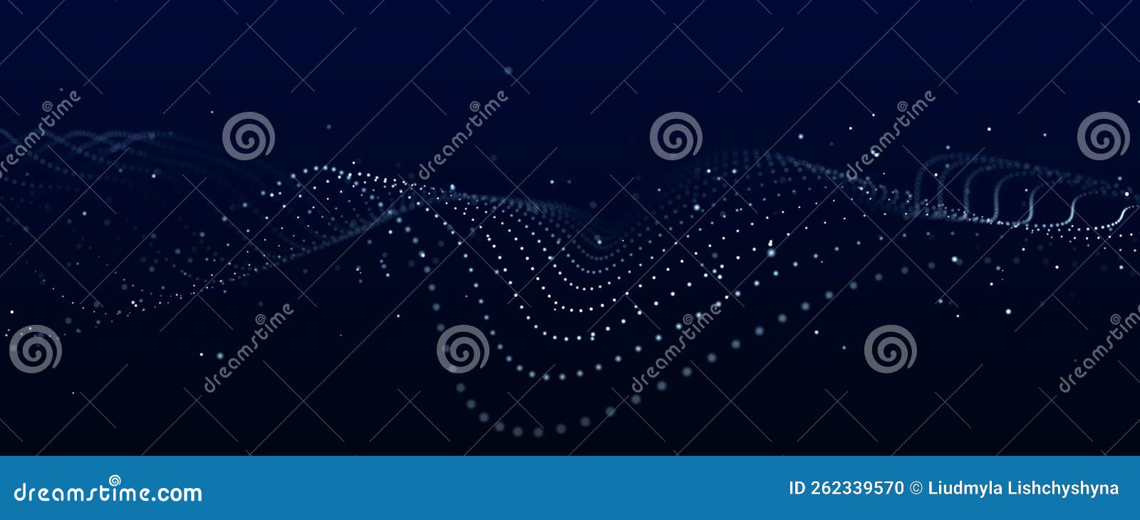 Abstract Wave of Network Connections. Movement of Particles with ...