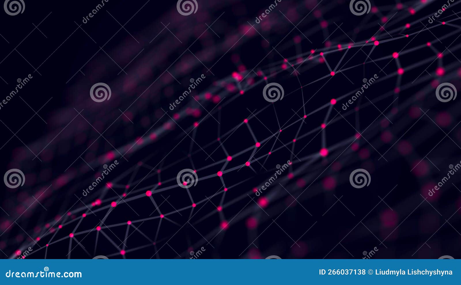Abstract Wave of Network Connections. Movement of Particles with ...