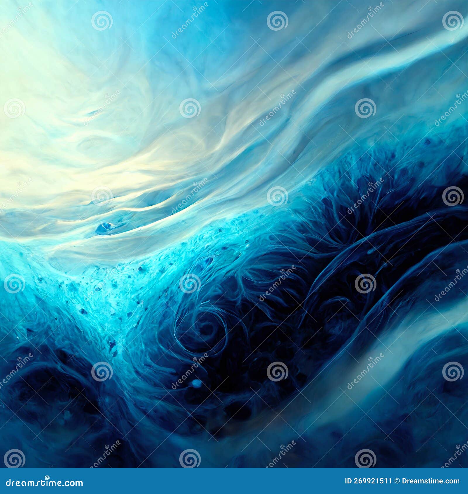 Abstract Wave Pattern Blue Inks Mixing Effect AI Generated Stock ...