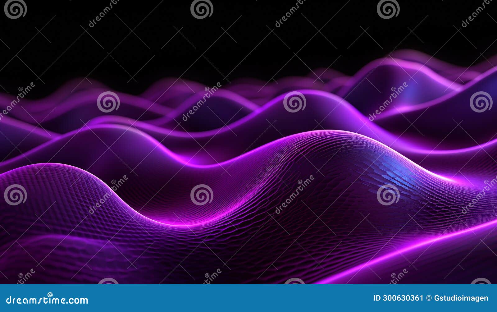 Abstract Wave Pattern in Dark Purple, Glowing and Flowing Generated by ...