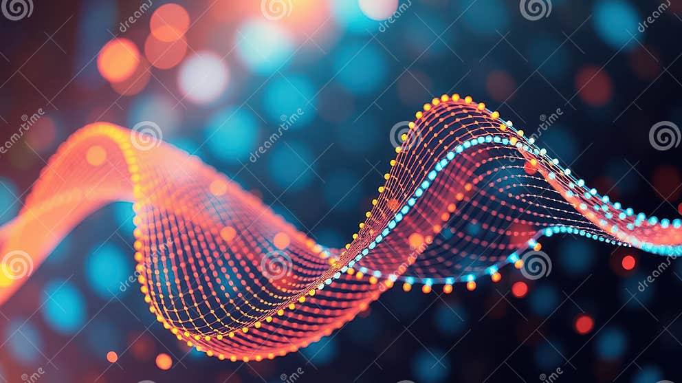 Abstract Wave Pattern with Glowing Points and Bright Colors Creating ...