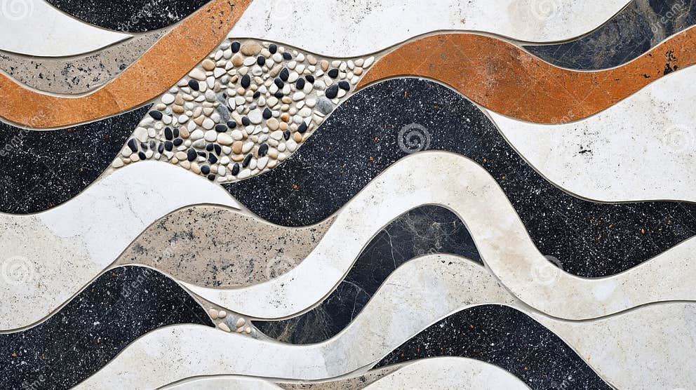 Abstract Wave Pattern Mosaic Tile Wall Stock Illustration ...