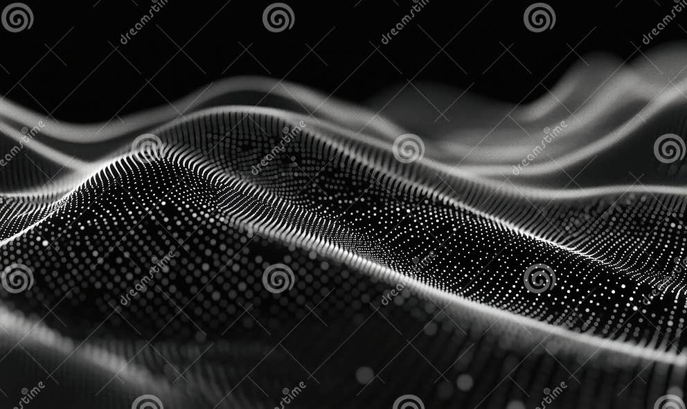 Abstract Wave Patterns, Flowing Lines, and Dots Create a Mesmerizing Visual Effect. Black ...
