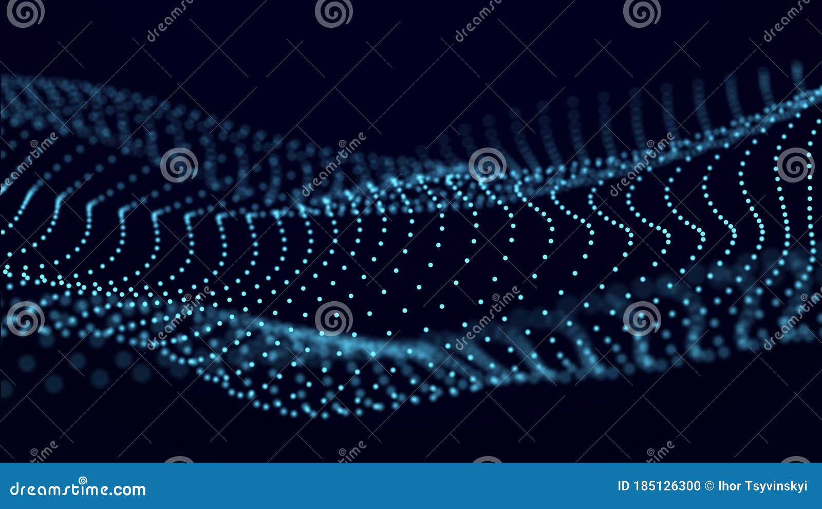 Abstract Wave With Points Big Data Dynamic Wave Background 3d Rendering Stock Illustration