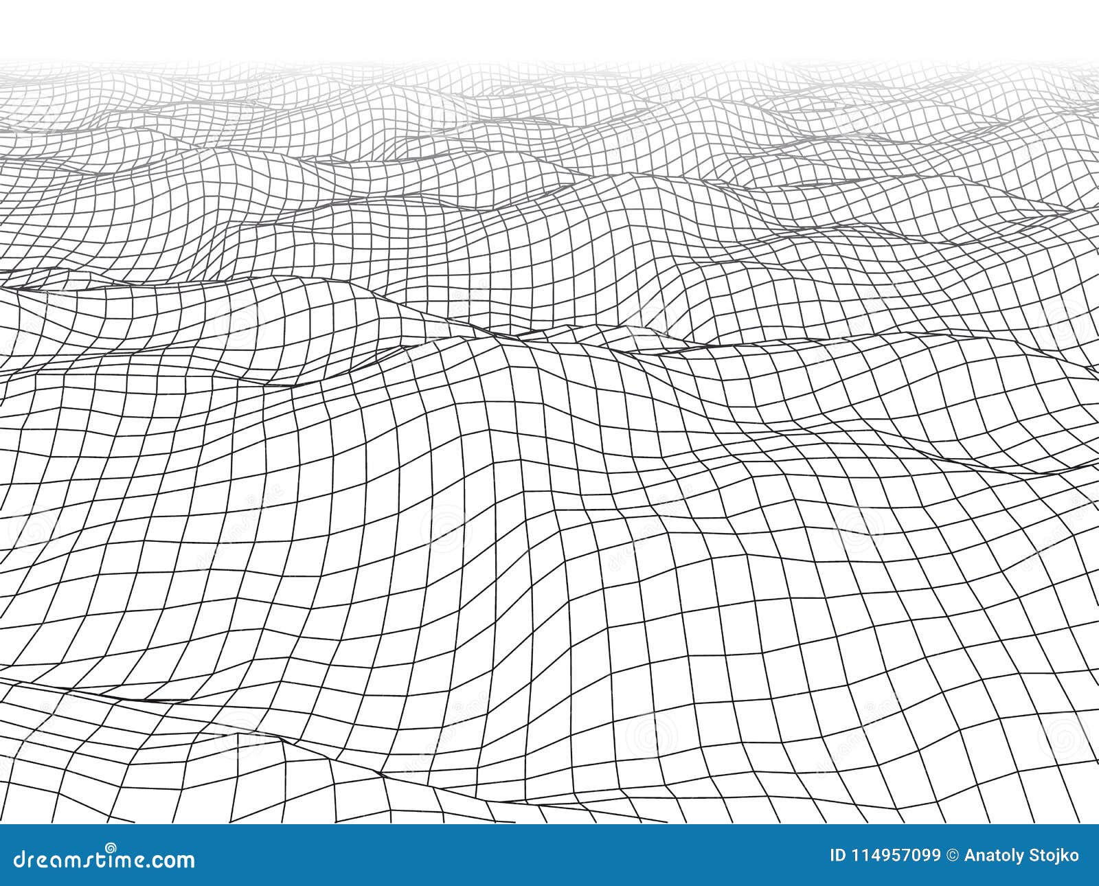 Abstract Wave Grid Background On White Wavy Structure With Line Stock
