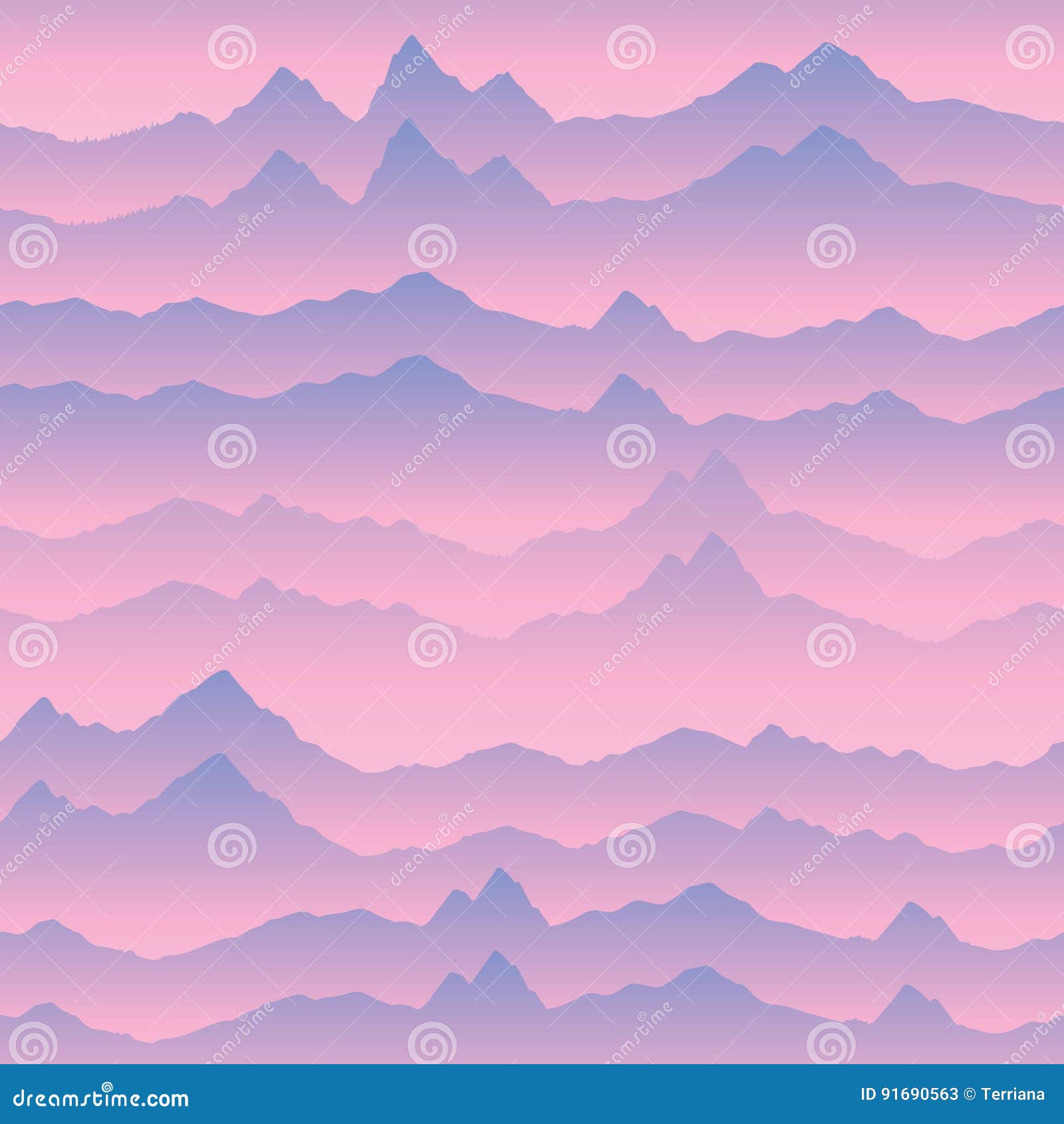 Abstract Wave Seamless Pattern. Mountain Skyline Background. Landscape ...