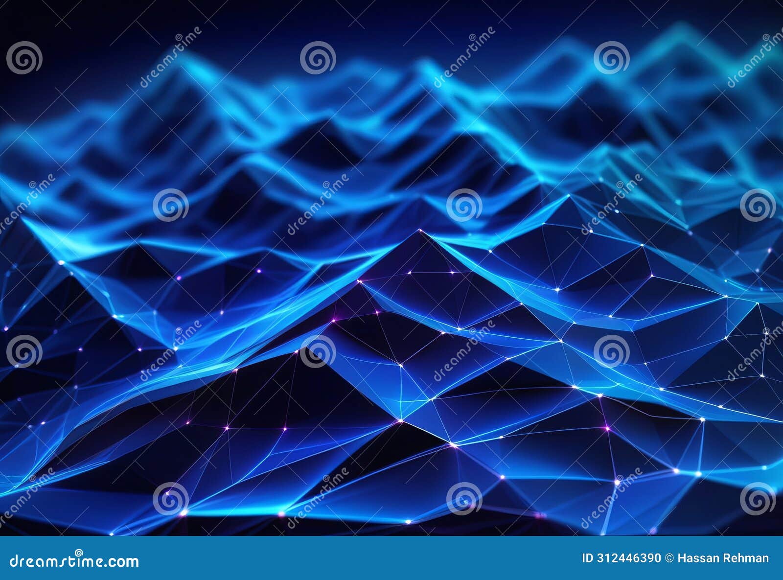 Abstract Wave Shape on a Low-polygonal Triangular Stock Illustration ...