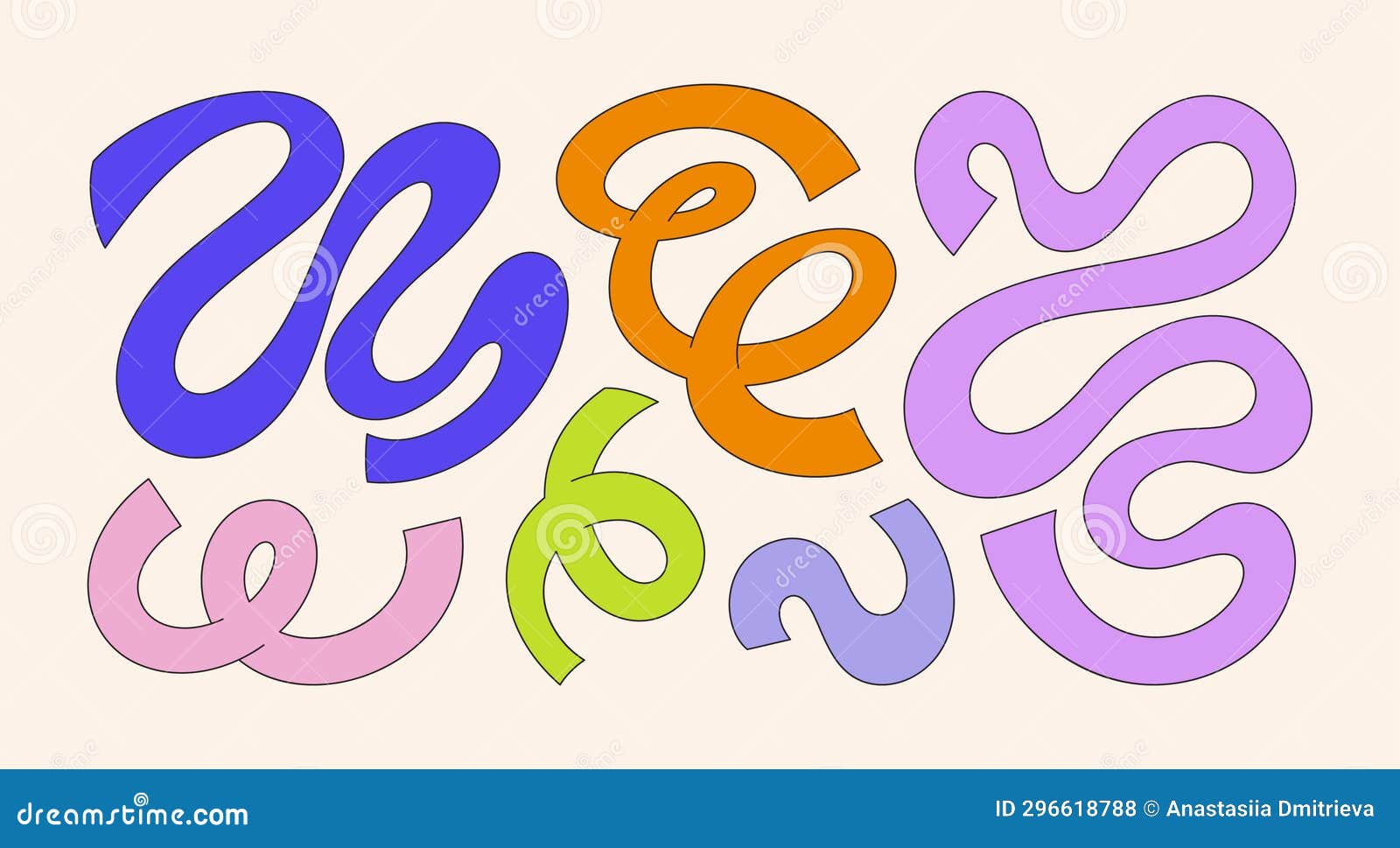 Abstract Wave Shapes and Funky Confetti Forms. Vector Geometric ...