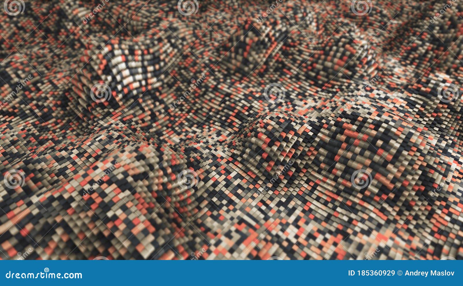 Abstract Wave Surface of Moving Multi-colored Cubes 3d Illustration ...