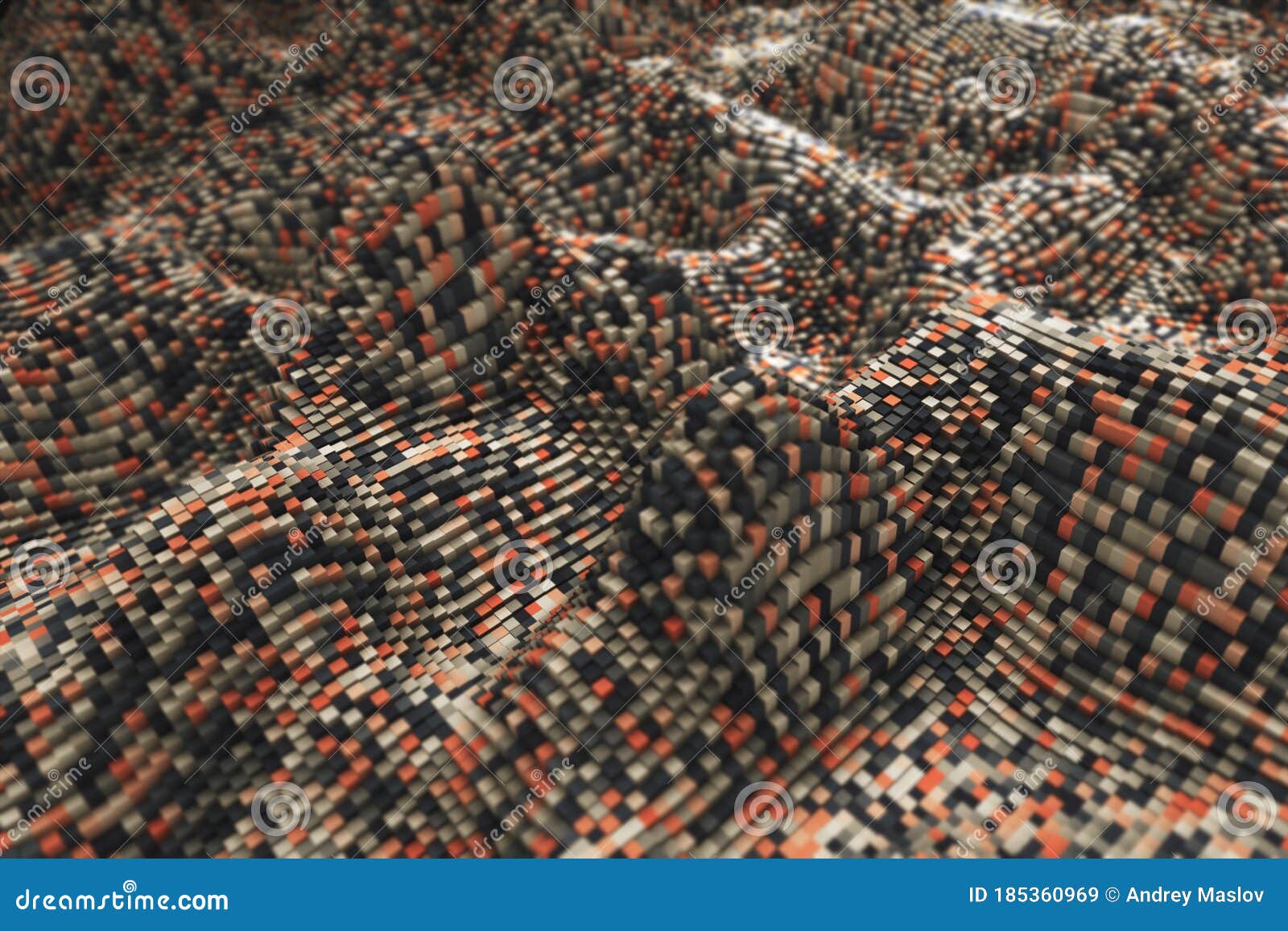 Abstract Wave Surface of Moving Multi-colored Cubes 3d Illustration ...