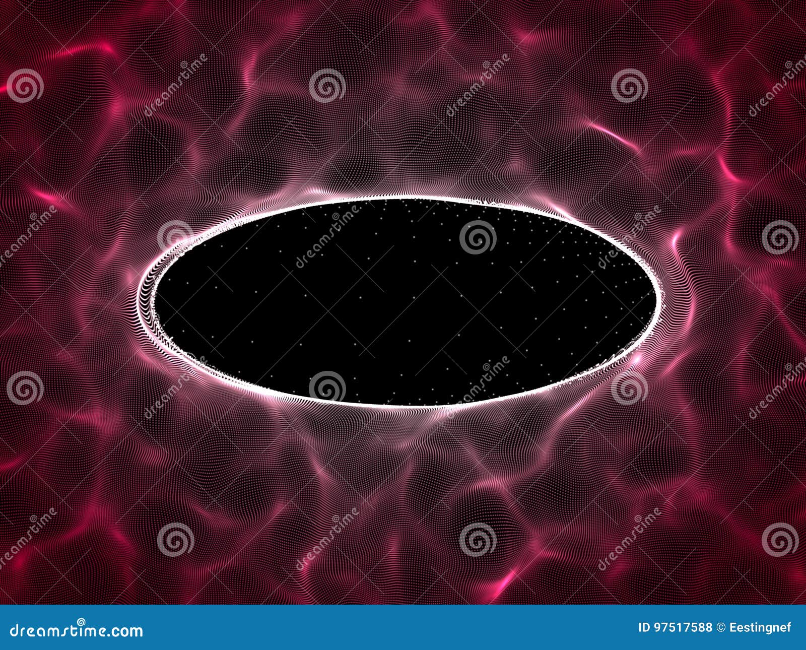 Abstract Wave Surface of Particles. Black Background. Oval Hole Stock ...