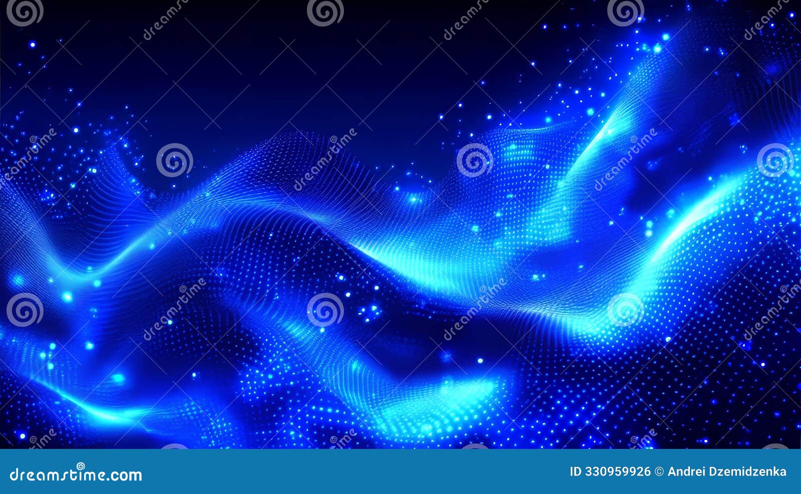An Abstract Wave Technology Background with a Blue Light Digital Effect ...