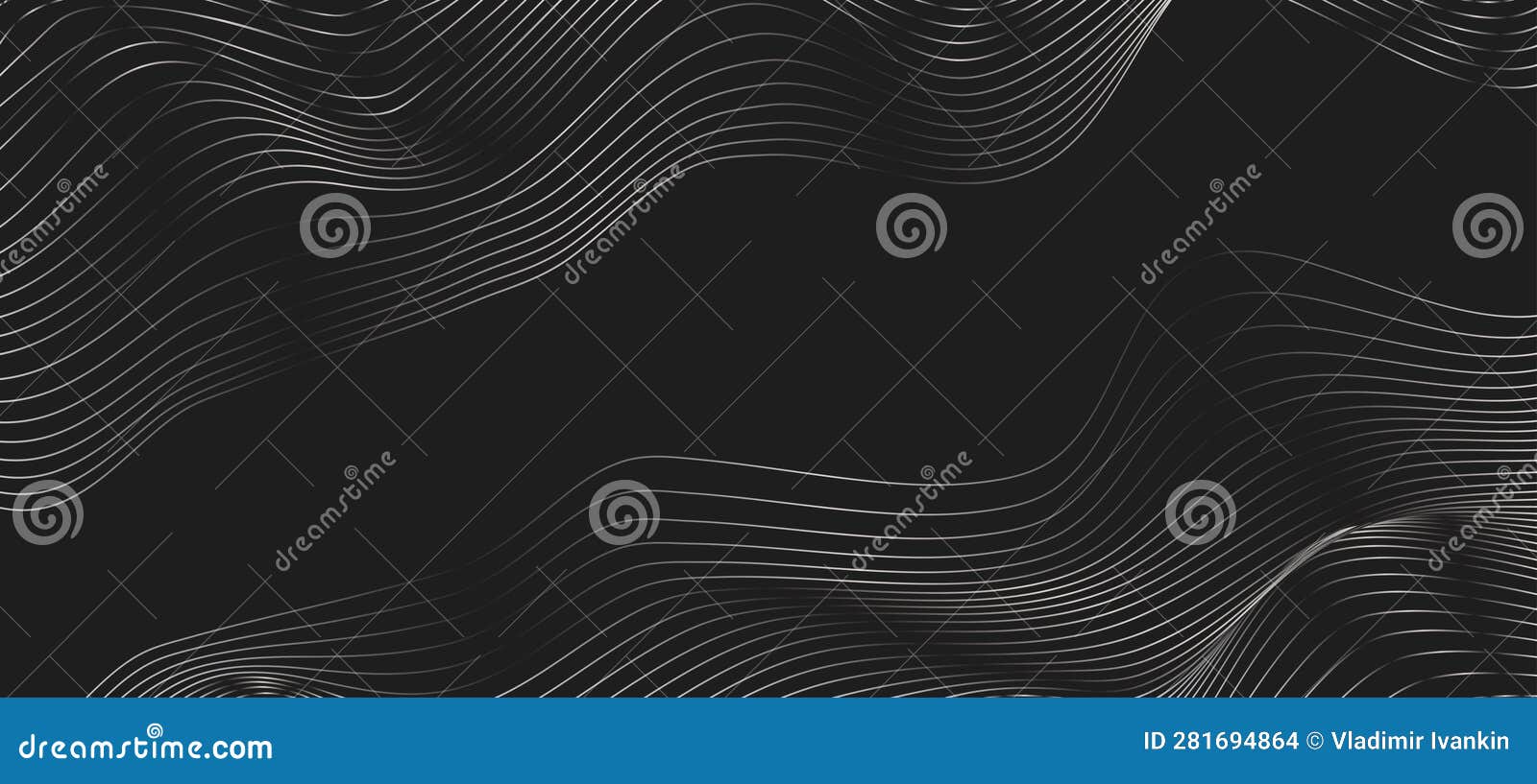 Abstract Wave Texture Line Style on Black Background Stock Vector ...