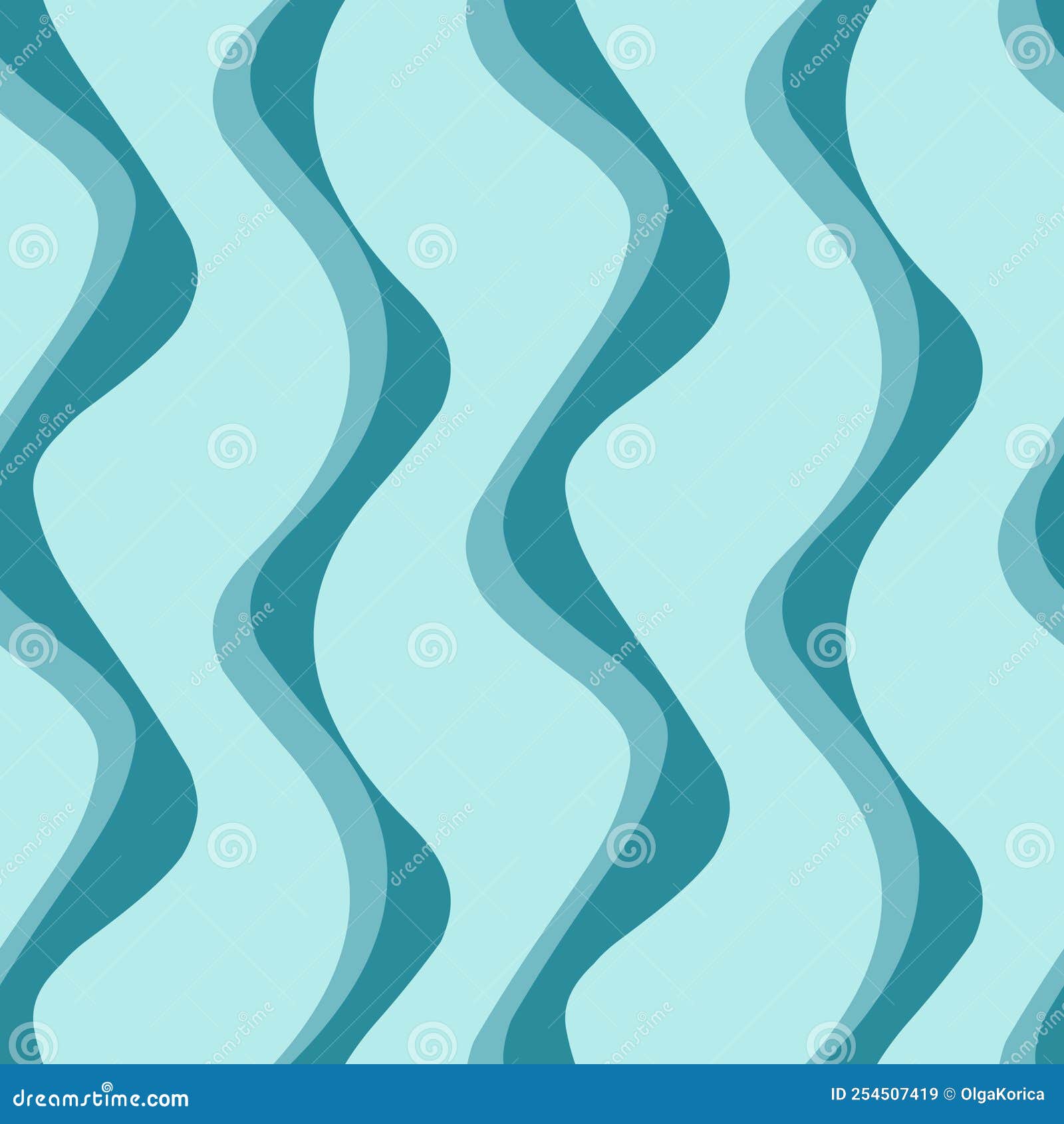 Abstract Wave Twisting Line Seamless Pattern Broken Blue Emerald Mint ...