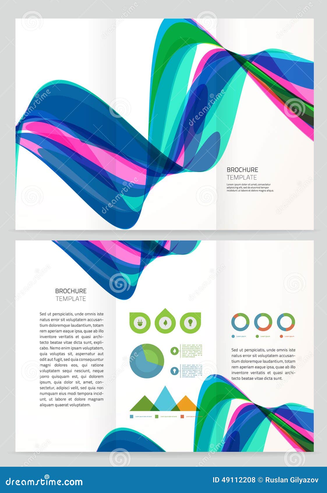 Abstract Wave Vector Brochure Template. Stock Vector - Illustration of ...