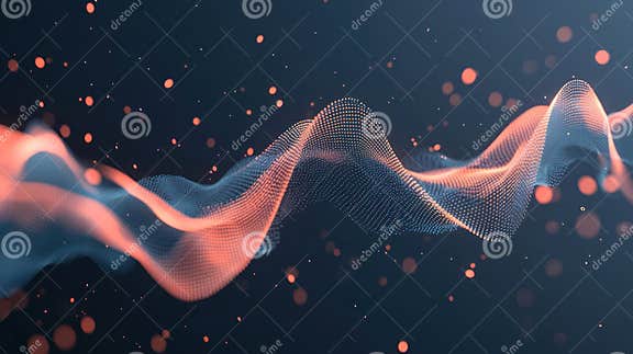 Abstract Wave Visualization with Glowing Particles, Illustrating Motion ...