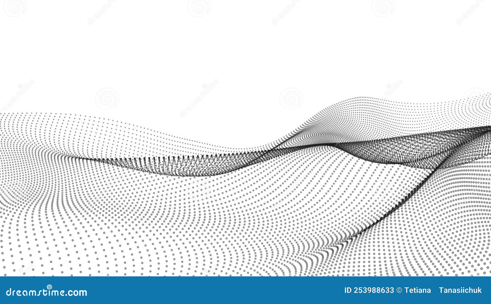 Abstract Wave in White Background. Wave of Particles. 3d Rendering ...