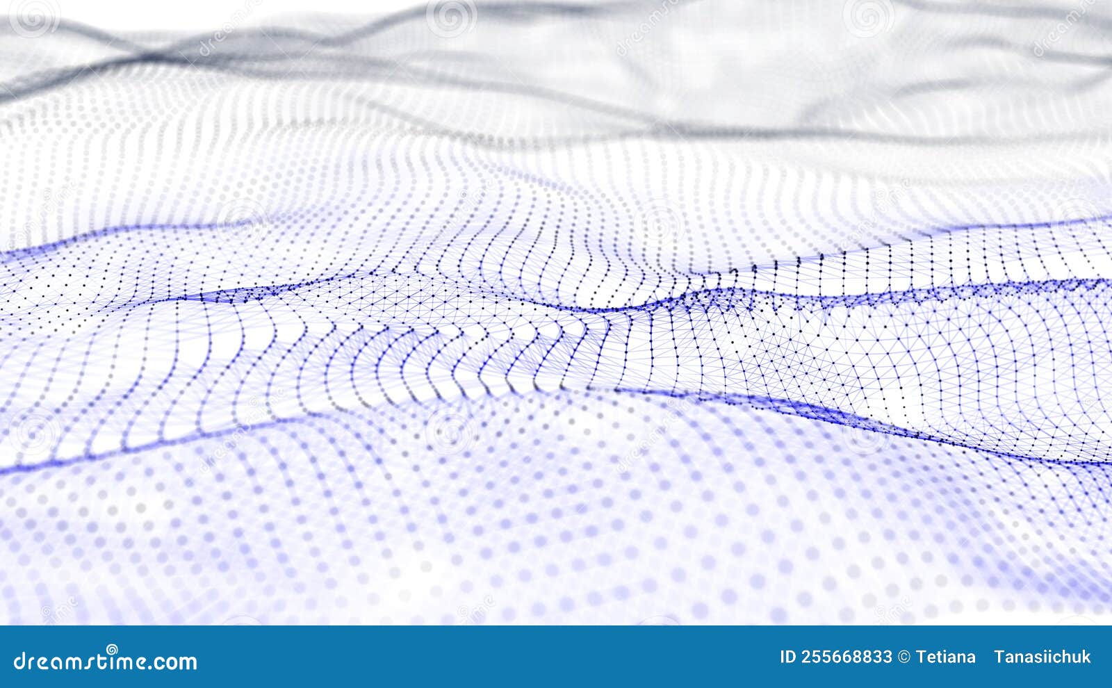 Abstract Wave in White Background. Wave of Particles. 3d Rendering ...