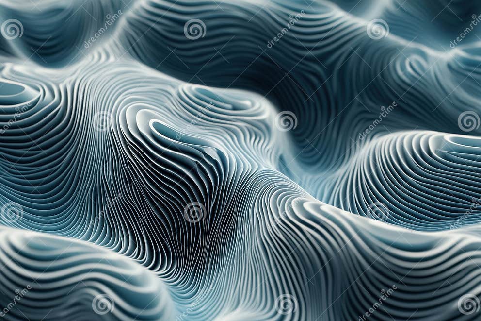 Abstract Waveform Patterns: Dynamic Blue Rippled Surface with Organic ...