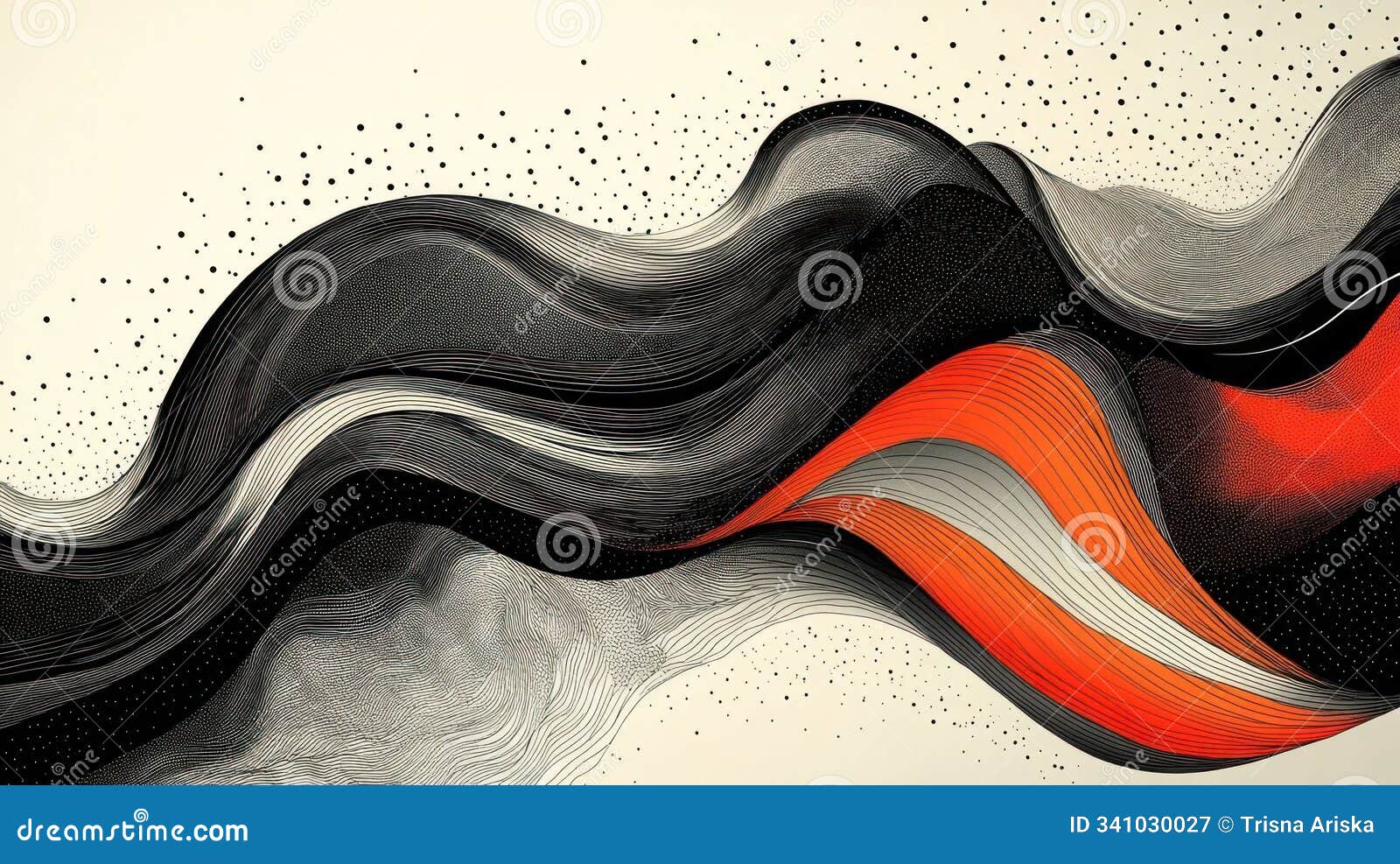 Abstract Waves in Black, White, and Red Create a Dynamic Visual Flow ...