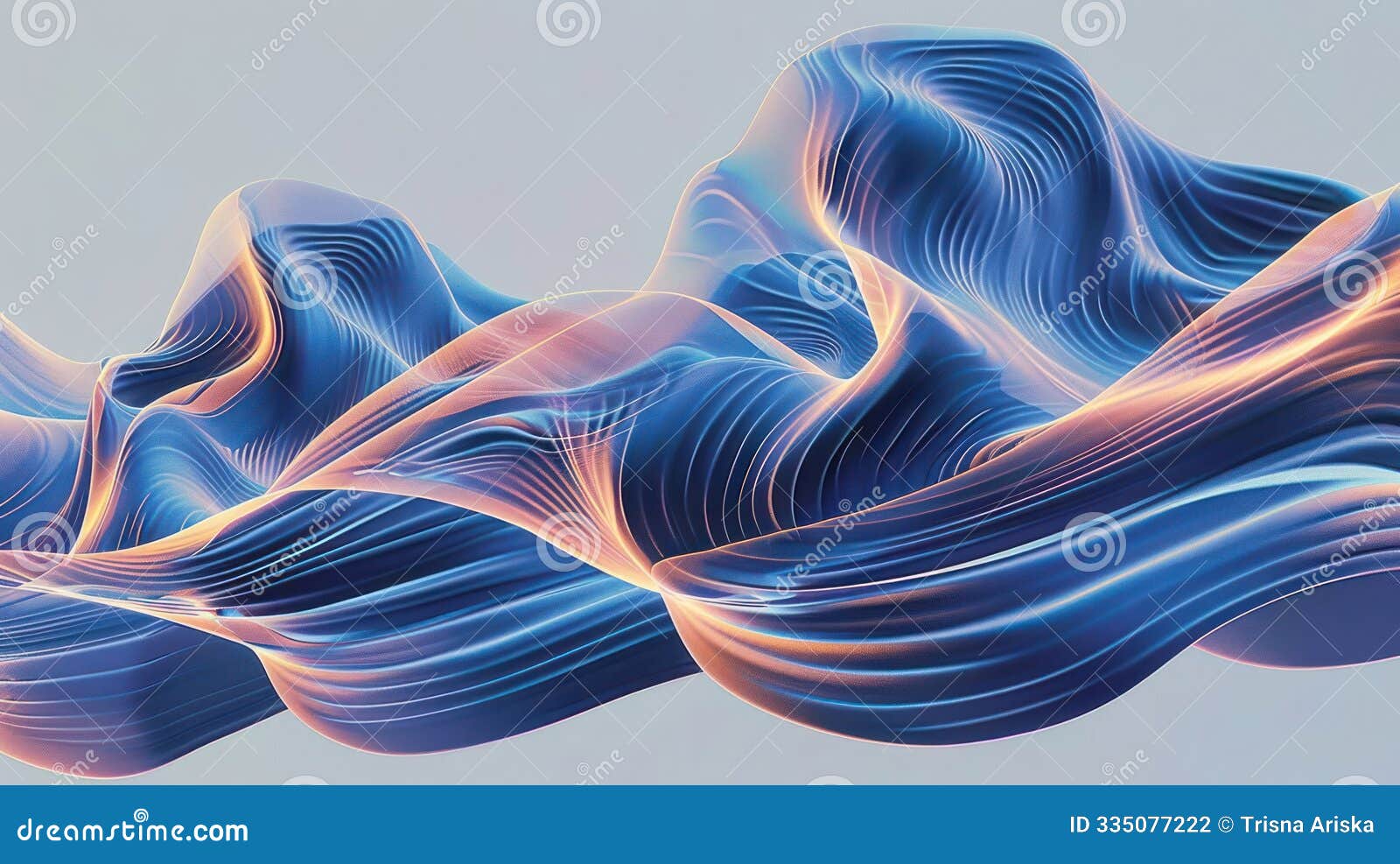 Abstract Waves in Blue and Orange, Representing Fluid Motion and ...