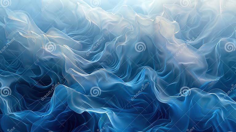 Abstract Waves Create a Tranquil Blue Background with Flowing Textures and Soft Gradients Stock ...