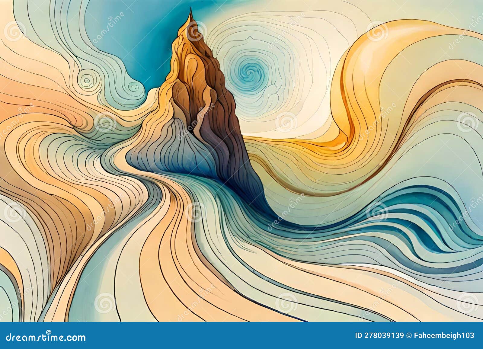 Abstract Waves Forming a Tall Cliff Form. Ai Generated Stock ...