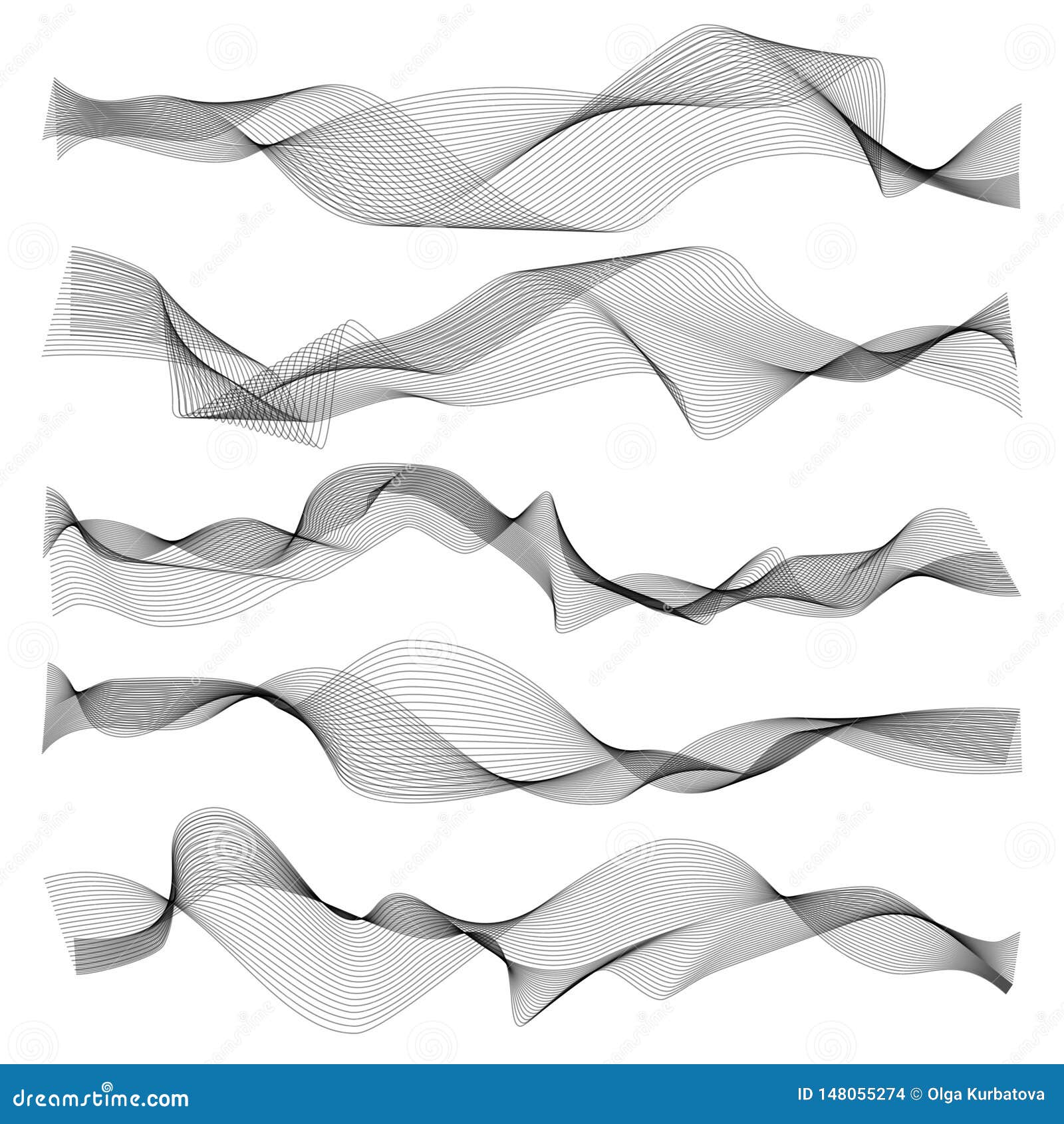 Abstract Waves. Graphic Line Sonic or Sound Wave Elements, Wavy Texture ...